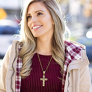 LIFETIME JEWELRY Large Filigree Crucifix Cross Necklace for Men & Women 24k Gold Plated (Gold Crucifix Only - No Chain)