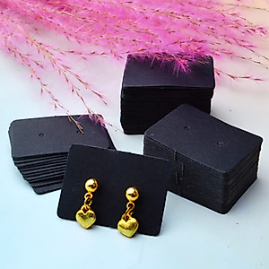 300pcs Black Earring Display Cards Rectangle Small Blank Paper Ear Studs Price Label Tag Cards Jewelry Cards Hanging Holder for Handmade Packing Accessories, 3.5 cm x 2.5 cm