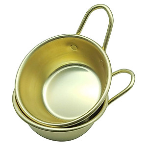 GARASANI 2 Pack Korean Traditional Wine Bowls, Korean Wine Bowl, Hiking Soup Dish, Aluminum, Yellow (4.7 inches)
