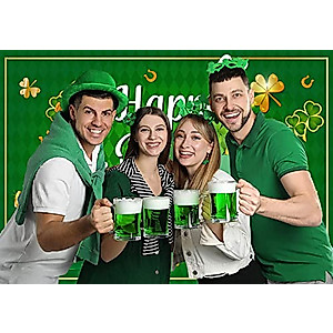 Happy St. Patrick's Day Backdrop Irish Luck Day Green Shamrock Photograpgy Backdrop Gold Coins Pot Photography Background for Children Adults Birthday Party Decor Backdrop (7x5FT: 84x60 inch)