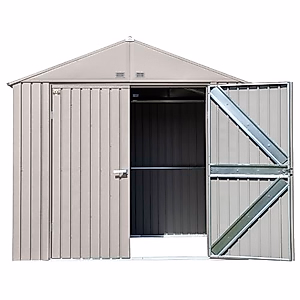 Arrow Shed Elite 8' x 6' Outdoor Lockable Steel Storage Shed Building, Cool Grey