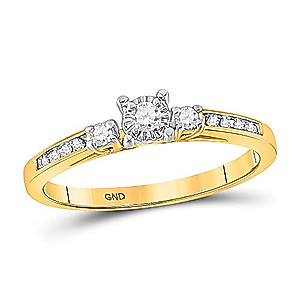 10kt Yellow Gold Womens Round Diamond 3-stone Promise Ring 1/6 Cttw