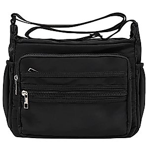 Feeliwant Crossbody Bag for Women Nylon Shoulder Bag Messenger Bag Casual Purse Handbag Black Small