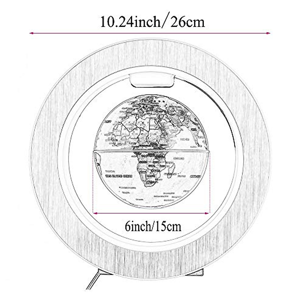 FUGEST Magnetic Levitation Floating World Map with Constellations LED Light Globe 2 in 1 Anti Gravity Suspending in The Air Decoration Gadget (Blue 6 inch)