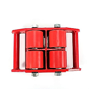 Machinery Mover Dolly Skate Roller Industrial Machine with Steel Rollers Cap 360 Degree Rotation (6T 13200LB, Red)
