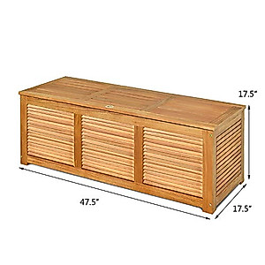 Tangkula 47 Gallon Acacia Wood Deck Box, Garden Backyard Storage Bench, Outdoor Storage Container for Patio Furniture Cushions and Gardening Tools (Natural)