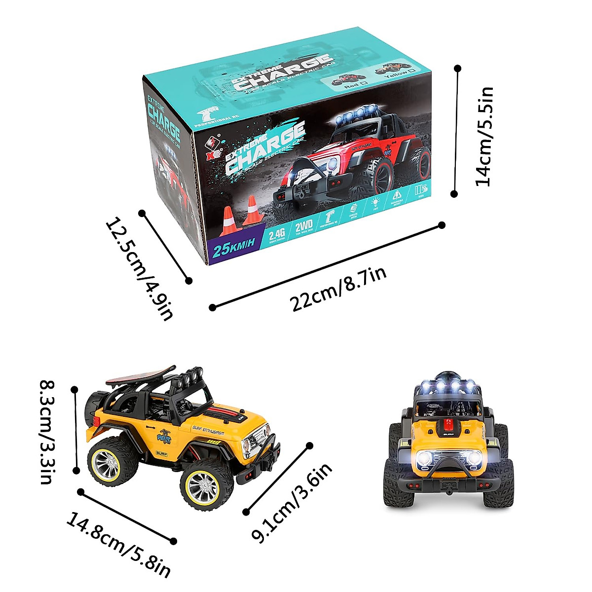 LEOSO Wltoys 32221 RC Car 1/32 RC Crawler 25km/h Brushed RC Cars 2.4GHz RC Rock Crawler 2WD Remote Control Car All-Terrain TPR Tires RC Car Gifts…