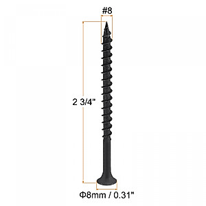 uxcell #8 x 2 3/4-Inch Wood Screws Phillips Flat Head Carbon Steel Self Tapping Screws Black 25pcs