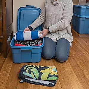 CX Rugged Tote, 10-Gallon Rugged Storage Container & Standard Snap Lid, (8.8”H x 24.2”W x 16.2”D), Stackable Organization Tote [4 Pack]