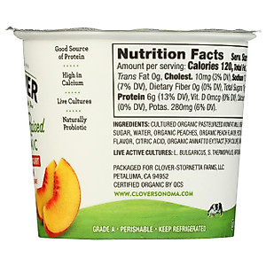 CLOVER SONOMA Organic Yogurt, Lowfat Peach, 6 Oz