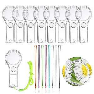 IRCHLYN 48Pcs Magnifying Glass for Kids Plastic Magnifier 5X Mini Hand Lens with 48 Lanyards for Science Class Reading Party Outdoor Observation Activity