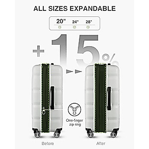 LUGGEX White Luggage Sets 3 Piece - Expandable Carry on Luggage Set with Spinner Wheels - Lightweight Versatile Shopping and Sightseeing.(White Suitcase)
