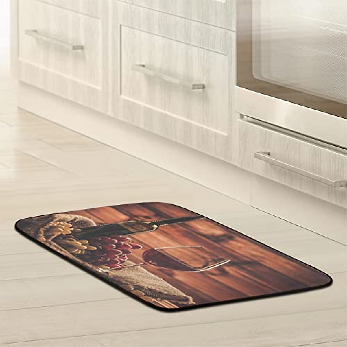 Kitchen Mat Red Wine Kitchen Floor Mat Cushioned Anti-Fatigue Kitchen Rug Fruit Grape Non-Slip Kitchen Rugs and Mats Comfort Mat for Kitchen, Floor Home, Office, Sink, Laundry