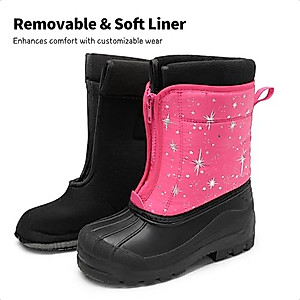 DREAM PAIRS Boys Girls Waterproof Winter Snow Boots,Size 2 Little Kid,Fuchsia/Multi,KSTAR