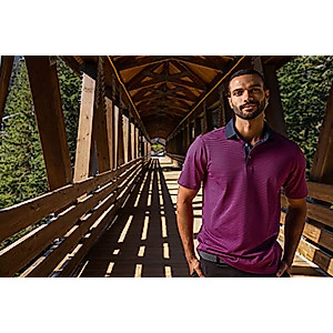 Cutter & Buck Virtue Eco Pique Micro Stripe Recycled Mens Polo, Hunter/Black