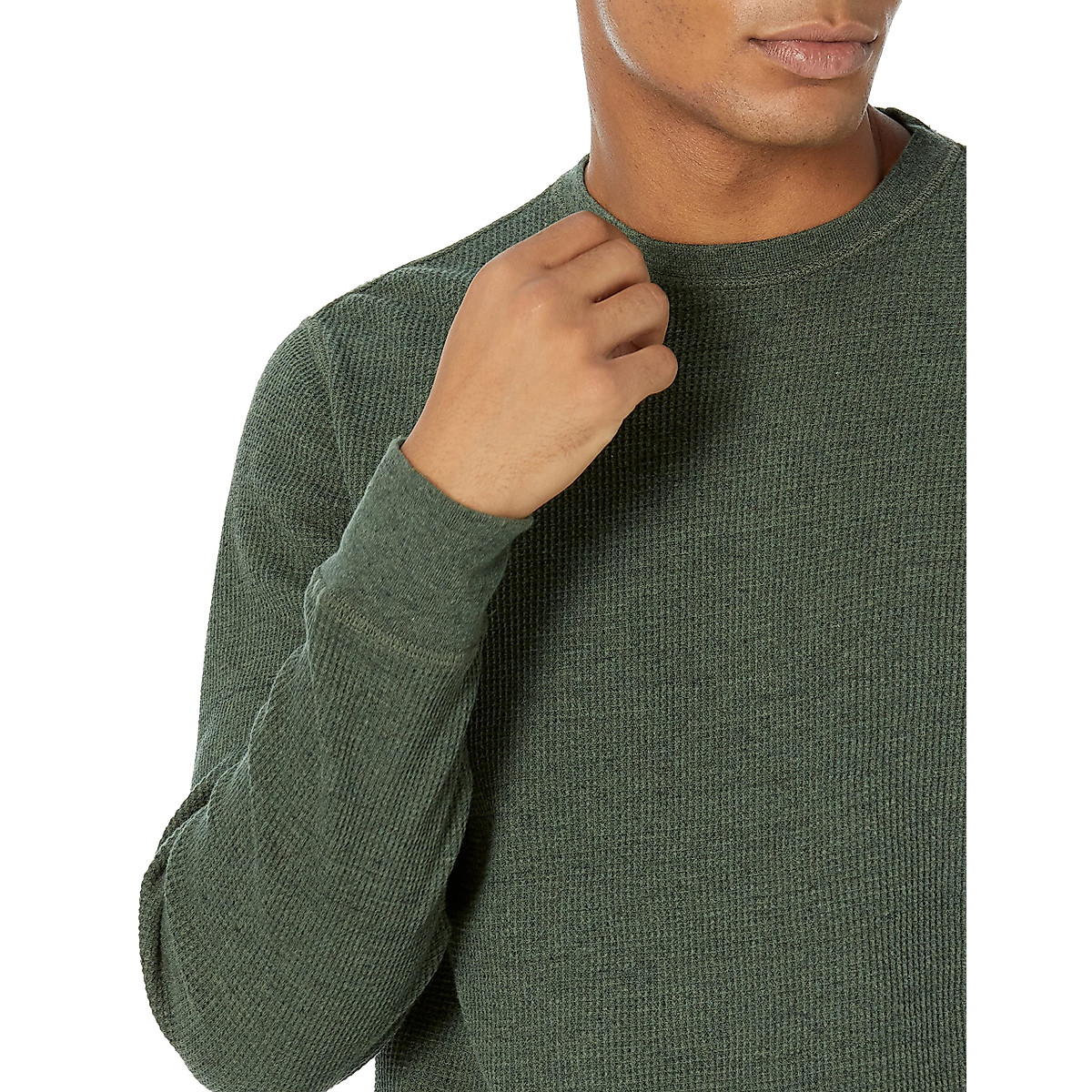 Amazon Essentials Men's Long Sleeve Slim-Fit Waffle Shirt - Olive Heather, Medium