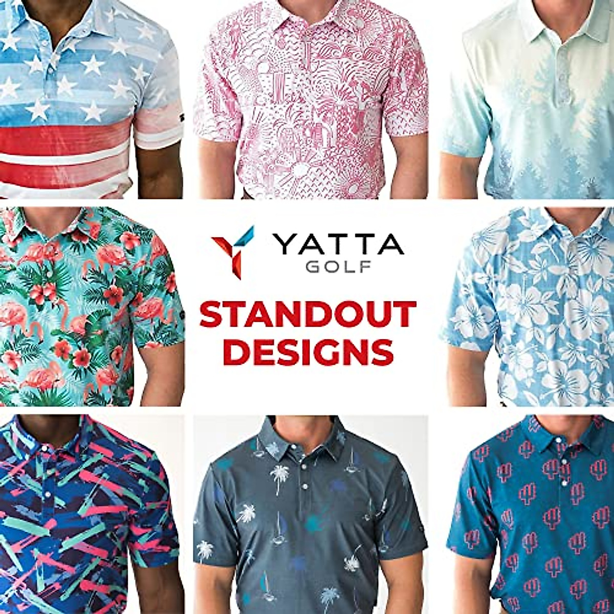 YATTA GOLF Standout Performance Golf Polo Shirts – Men’s – Pura Vida – L