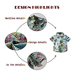 Baby Boy Button Down Hawaiian Shirts Short Sleeve Cool Cartoon Print Aloha Dress Tops T-Shirt