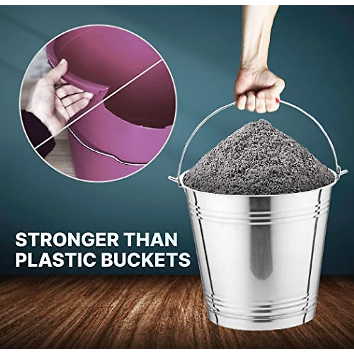 Skywin Metal Can with Lid - Durable 4 Gallon Metal Bucket With Lid for Heavy Loads - Environment-friendly Metal Trash Can With Lid Outdoor, Safe Alternative to Plastic (3)