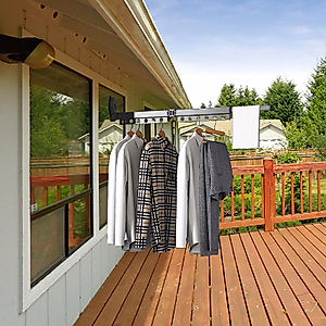 HotMax Suction Cup Clothes Drying Rack Wall Mounted, Retractable Collapsible Drying Racks for Laundry, Space Saving Dryer Rack, Balcony, Apartment Space Saver Organization(Bifold, Suction Cup)