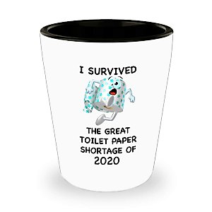 Creator's Cove I survived the toilet paper shortage of 2020 funny toulet novelty shot glass cup for bathroom, Paper bathroom design gag gift mother father brother
