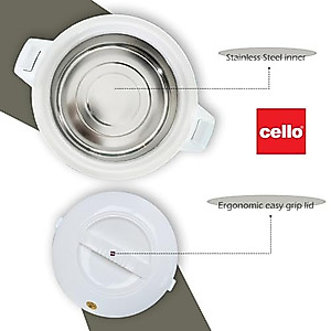 Cello Chef Deluxe Hot-Pot Insulated Casserole Food Warmer/Cooler, 2.5-Liter, Stainless Steel, White