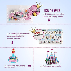 Vanmor 568Pcs Princess Castle Building Blocks Sets Toy for Girls Castle Playset with 25 Models Pink Palace Brick Toys STEM Educational Construction Kits for Kids Girls Age 6-12 Gifts