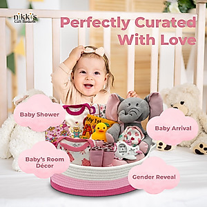 Bundle of Joy Deluxe New Baby Gift Basket | Newborn Baby Girl Gift Set with Baby Essentials | Baby Gift Basket for Expecting Moms | Baby Layette Set | Pink Baby Gift Set | Nikki's Gift Baskets