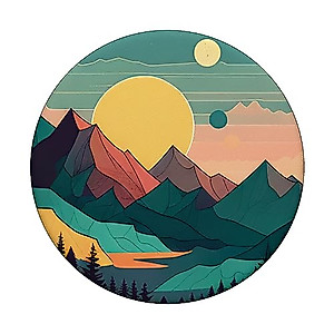 Boho Mountain Wilderness Sunset Tree River Earthy Forest PopSockets Standard PopGrip