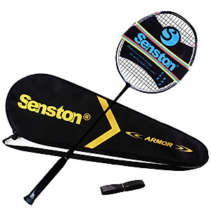 Senston Graphite Badminton Racket 6U, Single High-Grade Badminton Racquet, Professional Carbon Fiber Badminton Racket with Grip