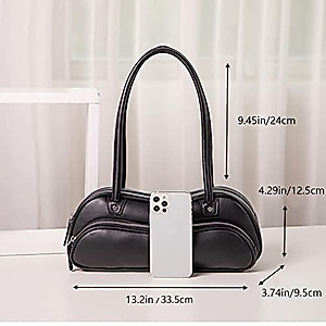 Shoulder Bag for Women Leather 90s Shoulder Purse Trendy Top Handle Bags Designer Tote Handbag Balck