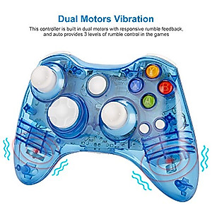 kosiwun 2.4GHZ Wireless Controller for Xbox 360 Controller, Wireless Remote Joystick Gamepad with USB Adapter Receiver for Xbox 360&360 Slim/PC Windows 10 8 11 Blue