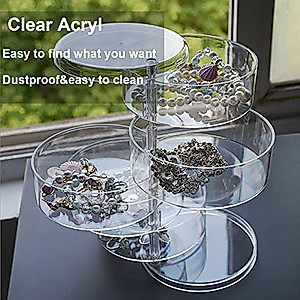 Jewelry Organizer:5-Layers Rotatable Small Jewelry Box Earring Holder for Women,Jewelry Storage Box Jewelry Accessory Storage Tray with Lid for Earrings Necklaces Bracelets