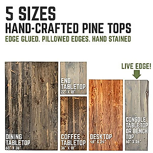 Restore by Pipe DÉCOR Solid Wood Desk or Dining Table Top, Reclaimed Ponderosa Pine in Boulder Black, 60 in. x 36 in. x 1.25 in