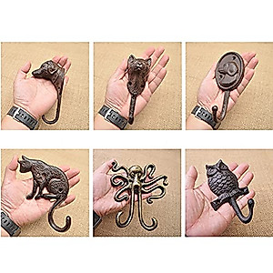 brandname RRRuo Rustic Heavy Duty Hook Cat Head Coat Hooks Decoration for Keys Towel Bags Hat Coat Home Wall Mounted Hook Hardware 2 Pieces（Brown）