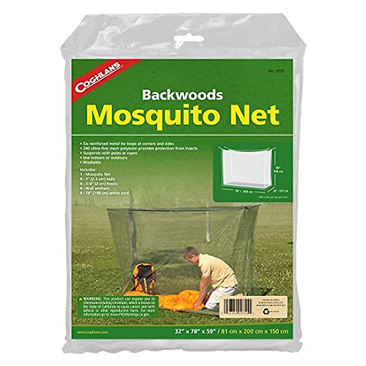 Coghlan's Single Wide Rectangular Mosquito Net, Green, Single Wide / 240-mesh & 9640 32x78 Mosquito Bed Net, Multicolor, Single Wide / 180-mesh