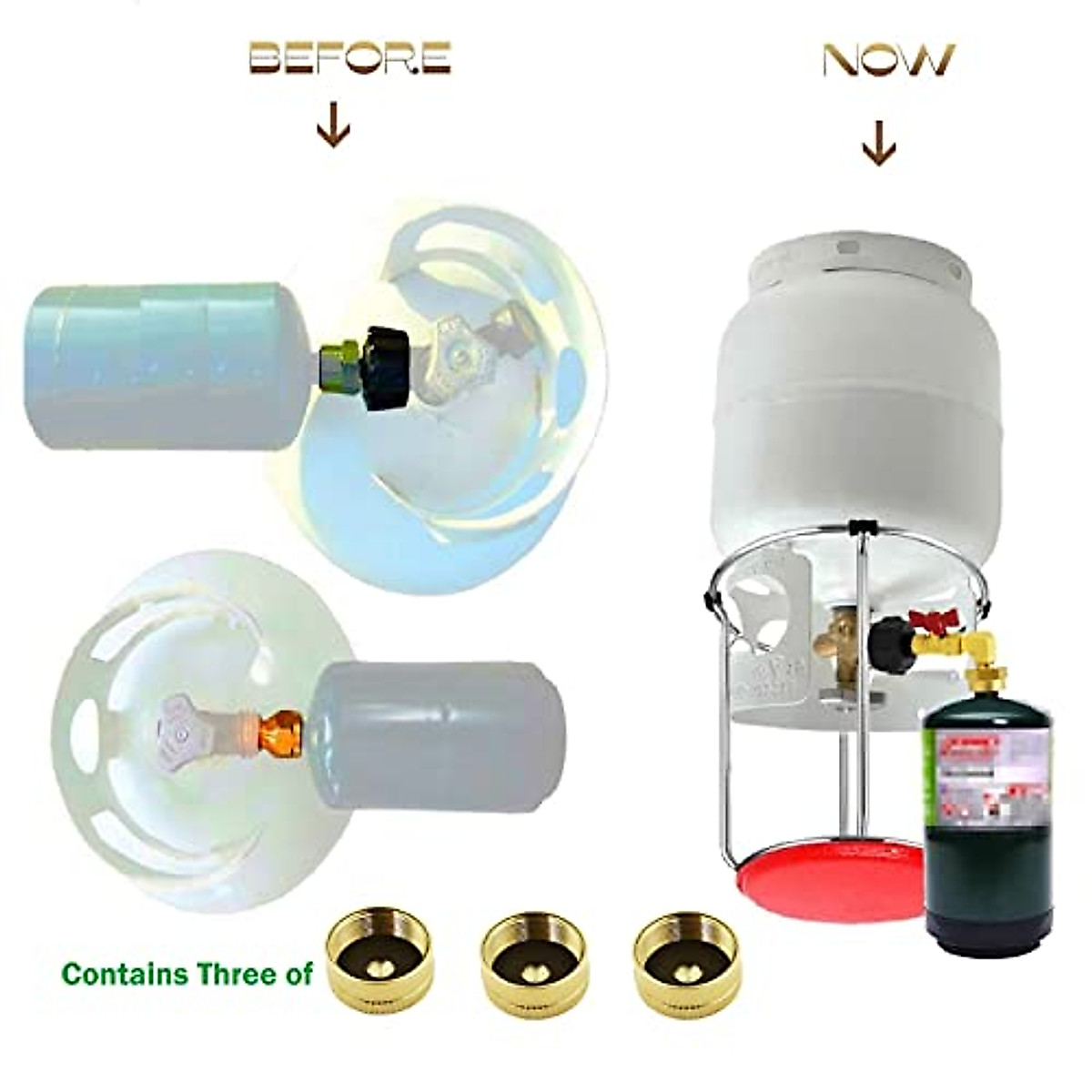MENSI Elbow Design QCC Type 1 Propane Refill Adapter with 3 Pieces of Bottle Thread Protection Cap Refiller Kit for 1 Pound Disposal Bottle