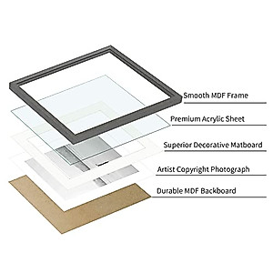 Bedroom Framed Lake Wall Art: Living Room Modern Black Nature Scene Landscape Painting Print 4 Piece Boat Scenery Picture Vertical Tree Forest Artwork for Home Office Decor