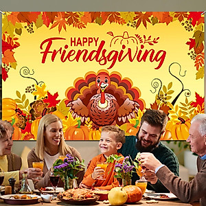Friendsgiving Banner, Fall Banner, Happy Friendsgiving Wall Backdrop Thanksgiving Holiday Feast Party Supplies Outdoor Photo Background Fall Decorations for Home School