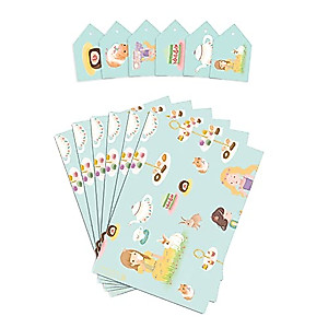 CENTRAL 23 Girls Wrapping Paper Birthday - 6 Sheets Blue Gift Wrap - Tea Party - Bunny - For Daughter Niece Granddaughter - Comes With Fun Stickers