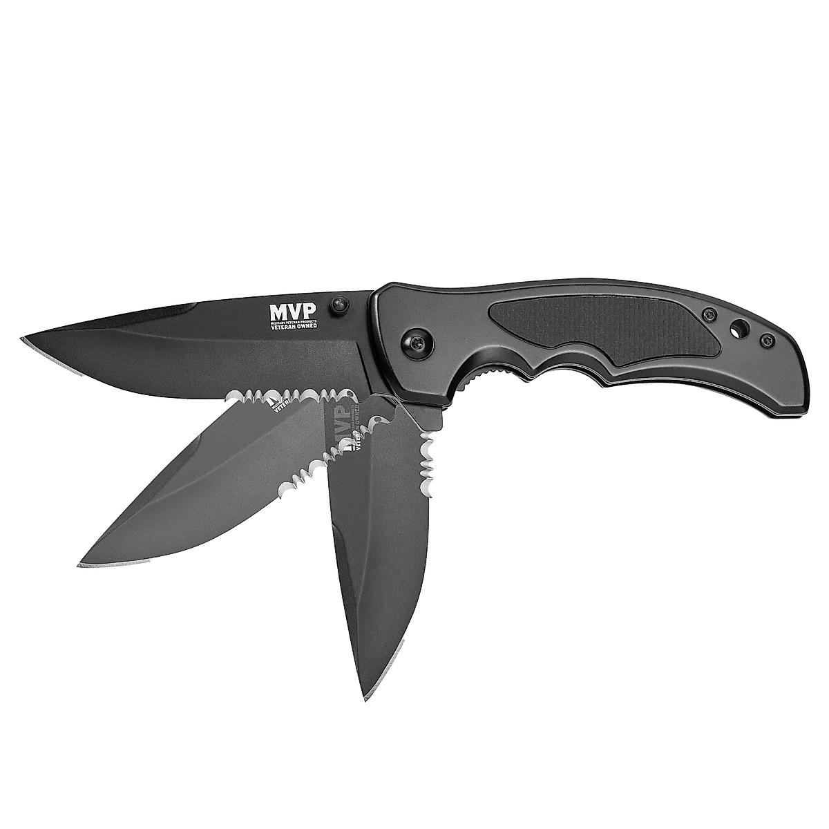 Military Gift Shop MVP 1805-SOT Black Stealth Tactical Pocket Knife | Steel Black Titanium Coated Folding Knife with Reversible Clip | SOT Black Knife