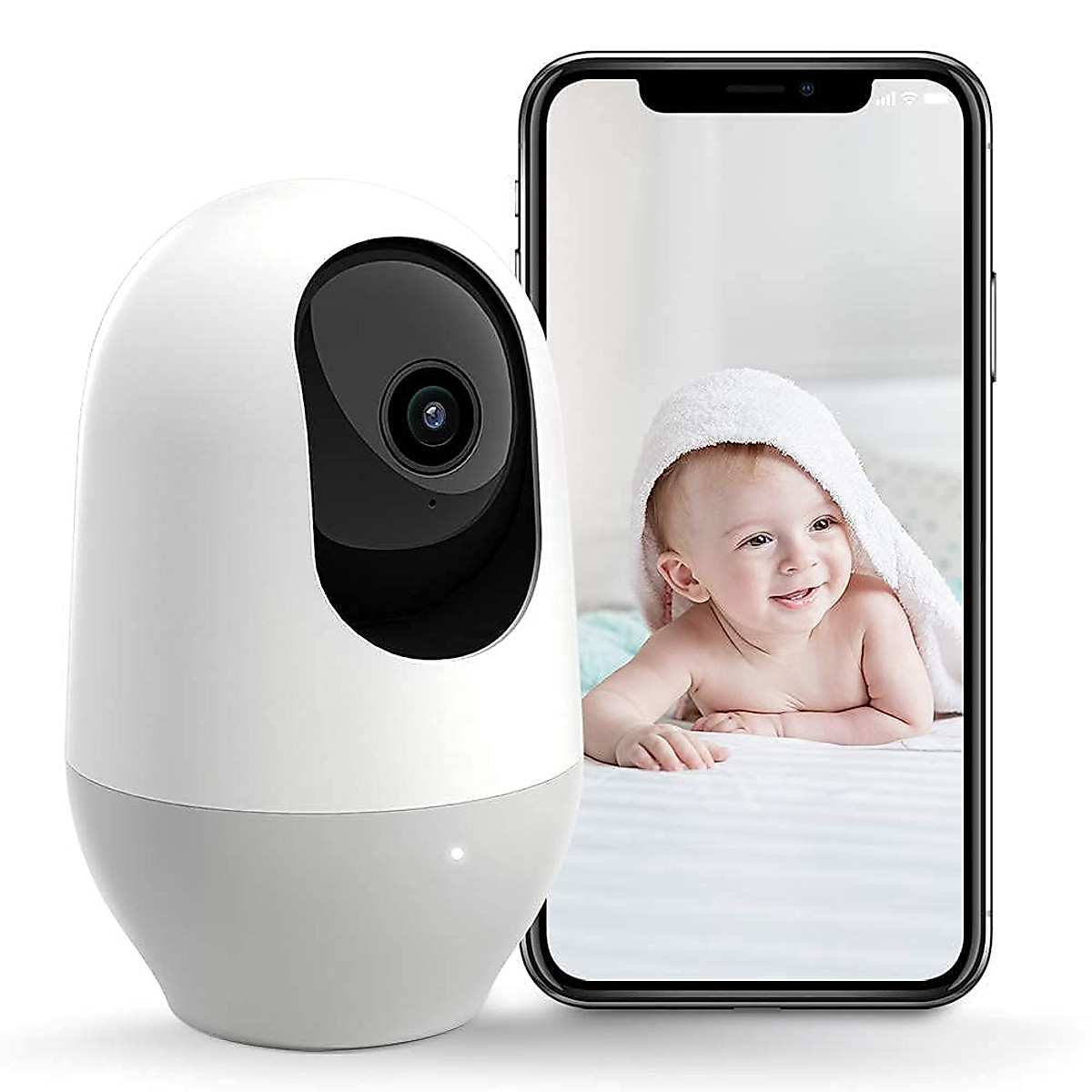 Nooie Baby Monitor, WiFi Pet Camera Indoor, Wireless IP Nanny Camera, 1080P Home Security Camera, Motion Tracking, IR Night Vision, Compatible with Alexa, Two-Way Audio