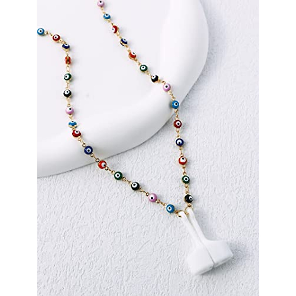 Female Magnetic Anti-Lost Straps Holder Gold Chain Colorful Eye Beads Necklace Leash String for Airpods Pro 3 2, 72cm (Colorful Beads), 28.35X0.43X0.43inches (FDL-001)