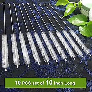 Long Straw Cleaner Brush Extend 10 inch, Wide 10mm diam Pipe Cleaners, Long Straw Brush for Sippy Cup, Water Bottle and Tubes, Drinking Straw Cleaning Brush Set 10 Pack