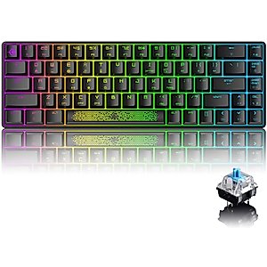 MAGIC-REFINER 60% Mini Mechanical Keyboard, MK14 Wired Gaming Keyboard with Chroma RGB Backlit,Clicky Blue Switch,NKRO 68Key No-Conflict,Ergonomic with Detachable USB-C Cable for Win/Mac/PC(Black)