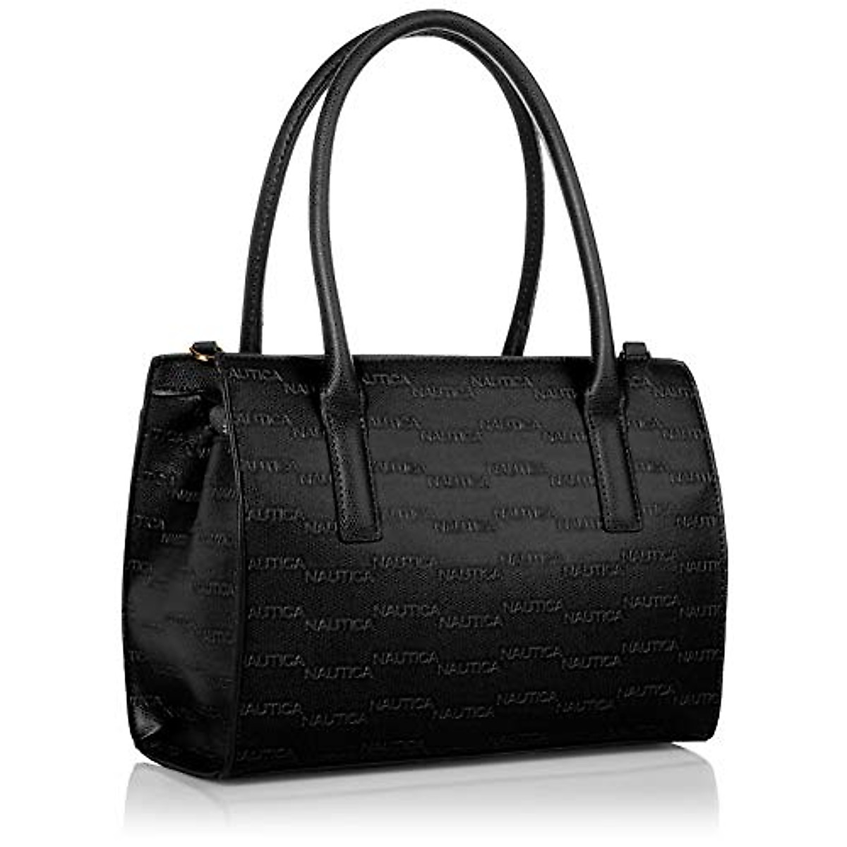 Nautica womens Sandy Jr. Top Handel With Removable Crossbody Strap Satchel Bag, Black( Embossed Logo), One Size US