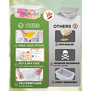 1/3-1/6-1/9 Size&6 Inch Translucent NSF Food Pan: 9 PCS[Total Seal] [Hot&Cold Resistant] Food Storage Containers with Lids, Topping Salad Bar Container (BPA-FREE)