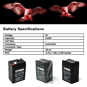 (3 Pack) ELB-0604 Battery ELB0604 SLA Sealed Lead Acid 6V4.5AH for Exit Sign Emergency Light 6V 4.5AH Battery UB645 SLA0905 AH 4.0 AMP Hour 120255