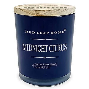 Red Leaf Home | Midnight Citrus Candle with Wooden Lid | Large | Aromatherapy | The Man Collection | 15.5oz Jar