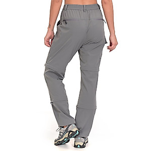 Little Donkey Andy Women's Stretch Convertible Pants, Zip-Off Quick-Dry Hiking Pants Gray Size L